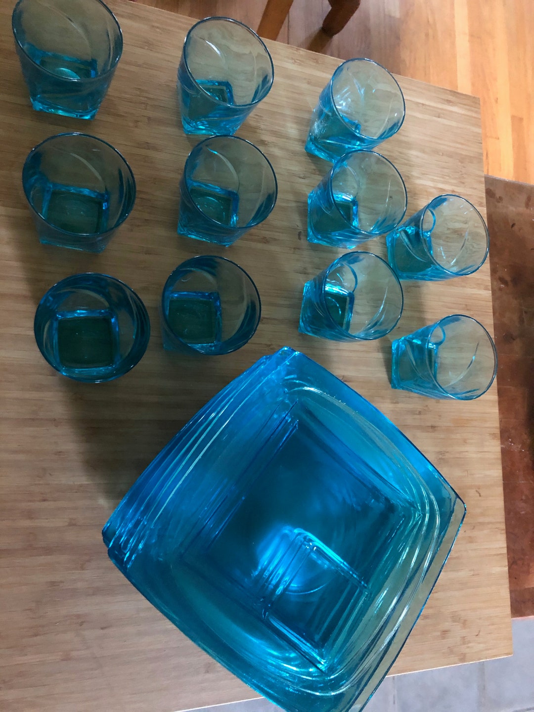 Hazel Atlas Capri Colonial Swirl Blue Snack Set of 12 Plates and 11 ...