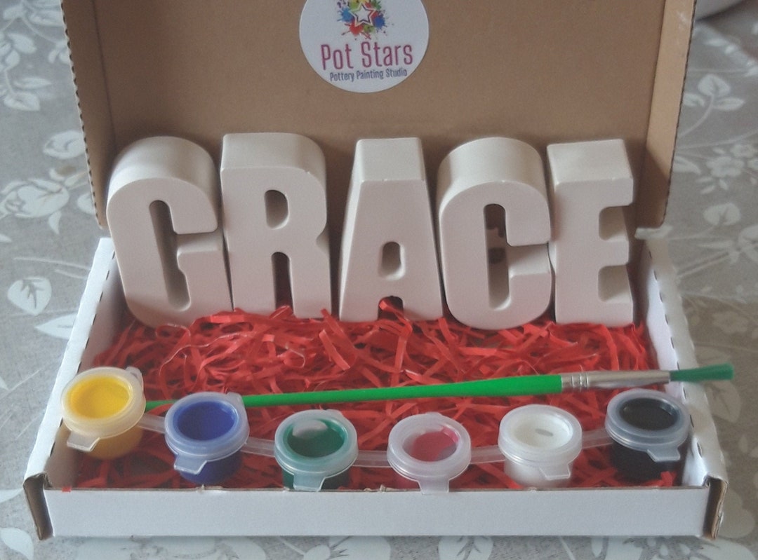 Paint Your Own Ceramic Name Kits Kids Craft Kit Kids DIY - Etsy