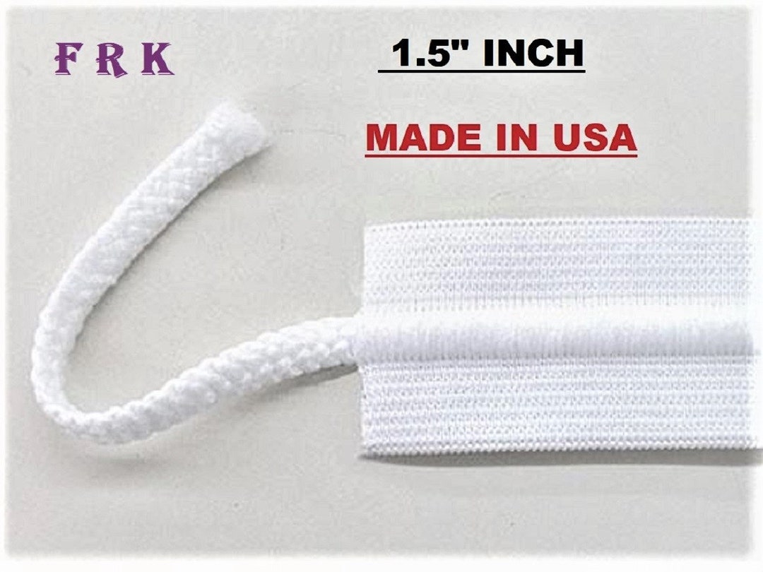 1 1/2" Inch Drawcord Elastic Band Drawstring Elastic 15 Yards White ...
