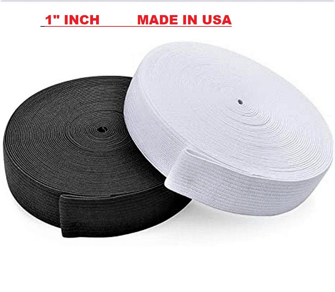 1" Inch Elastic Band 50 Yard Black / White Heavy Stretch High ...