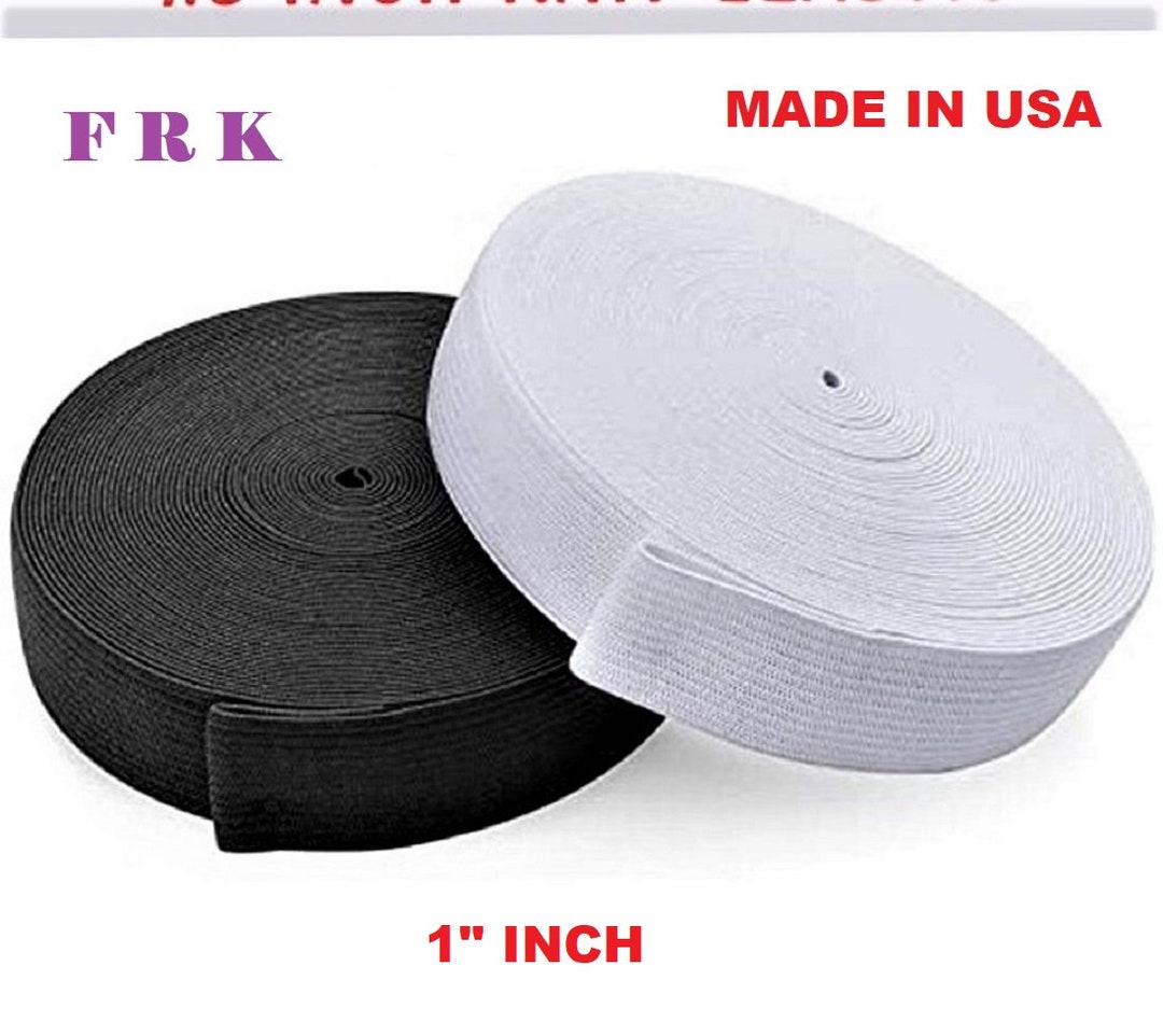Elastic Band 1 Inch 50 Yard Black / White Heavy Stretch High Elasticity ...