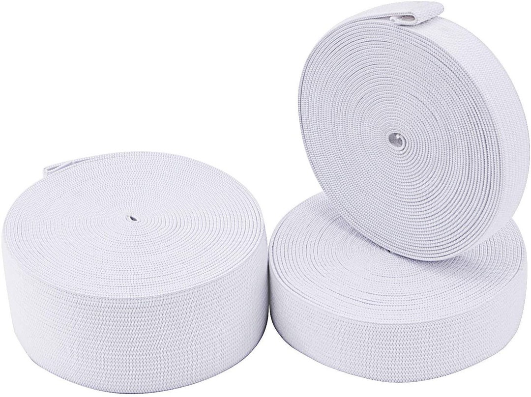 White Elastic 1, 1.5 , 2, 2.5 , 0.5 inch Wide , elastic band 25 yard ...
