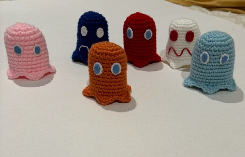 Pacman Puppet Crochet Doll Set Hand Made Crochet Total of 8 Pcs ...