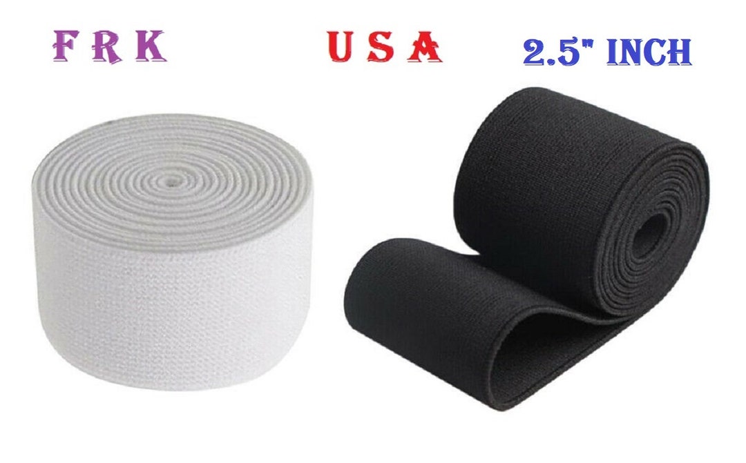 2.5" Inch Garment Elastic 50 Yard Heavy High Elasticity Black / White ...