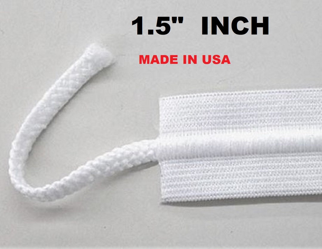 Drawcord Elastic 1.5" Inch Wide Drawstring Elastic 15 or 25 Yards White ...