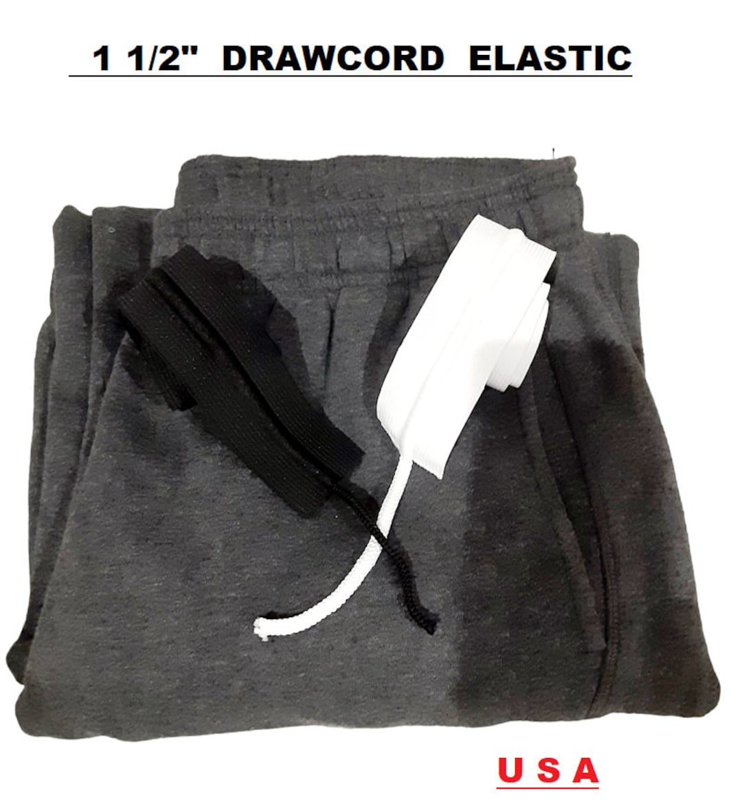 1 1/2" Inch Drawcord Elastic 25 Yards White / Black ( Made in USA ...