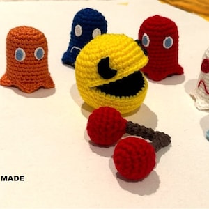 Pac-man Puppet Crochet Doll Set Hand Made Crochet Total of 8 Pcs ...