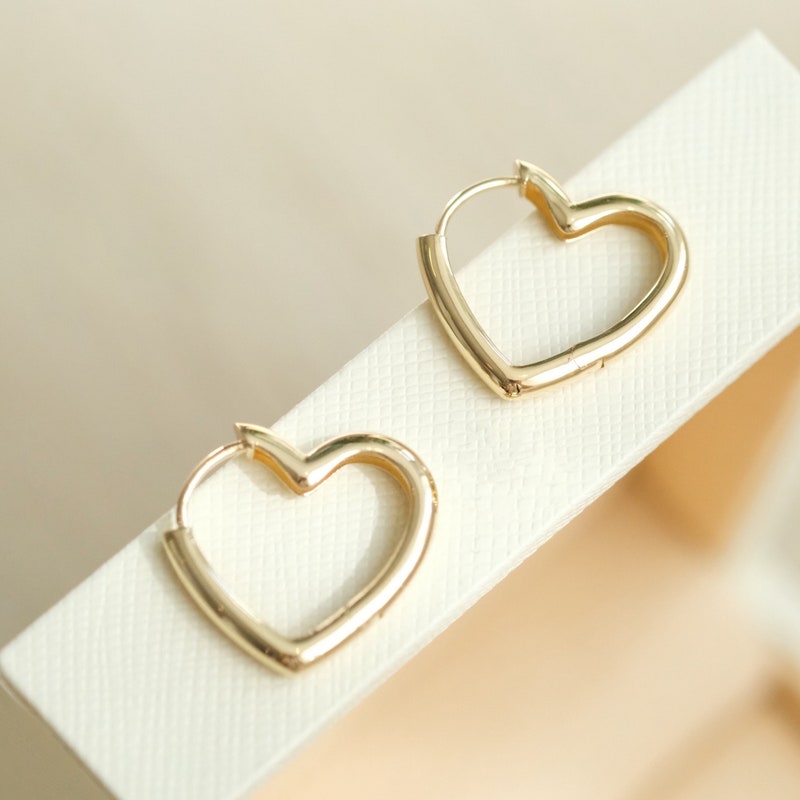 Heart Huggie Earrings - Etsy