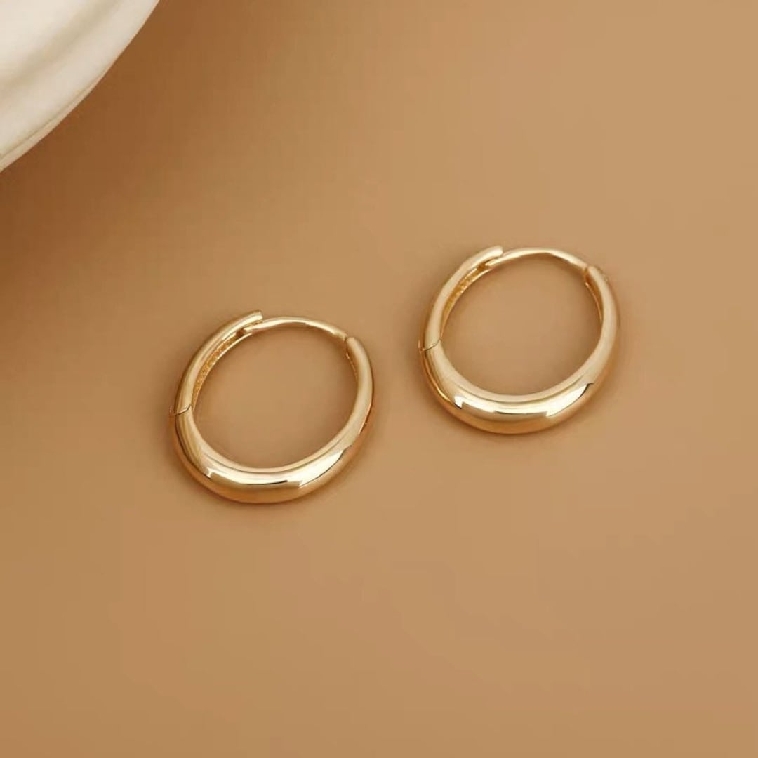 14K/18K Solid Gold Hoop Earrings, Solid Gold Hoop, Huggie Hoop Earrings ...