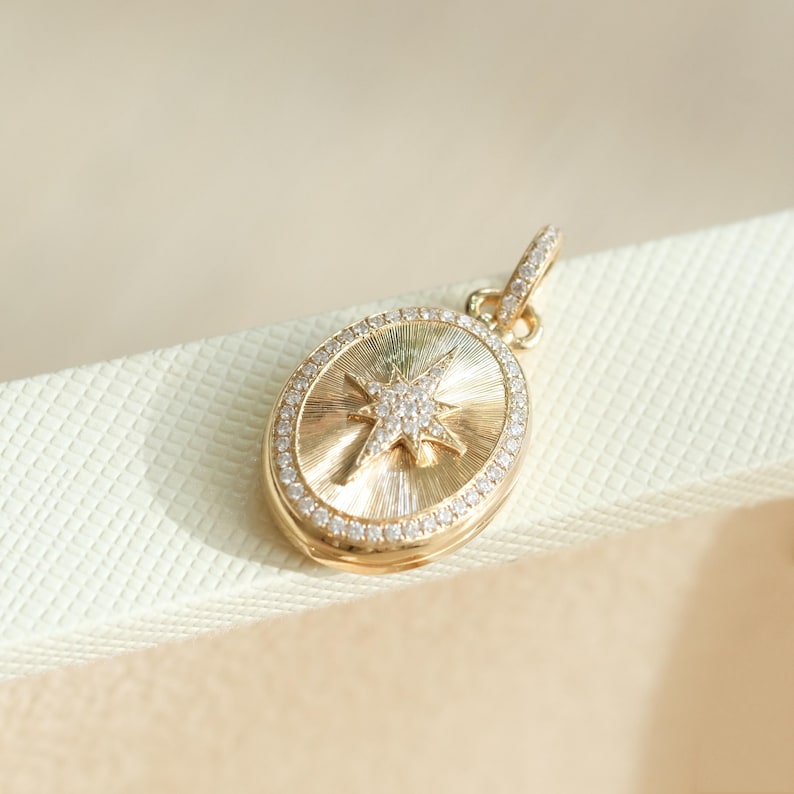 14K Solid Gold Locket, Custom Gold Locket, Gold Locket With Picture ...