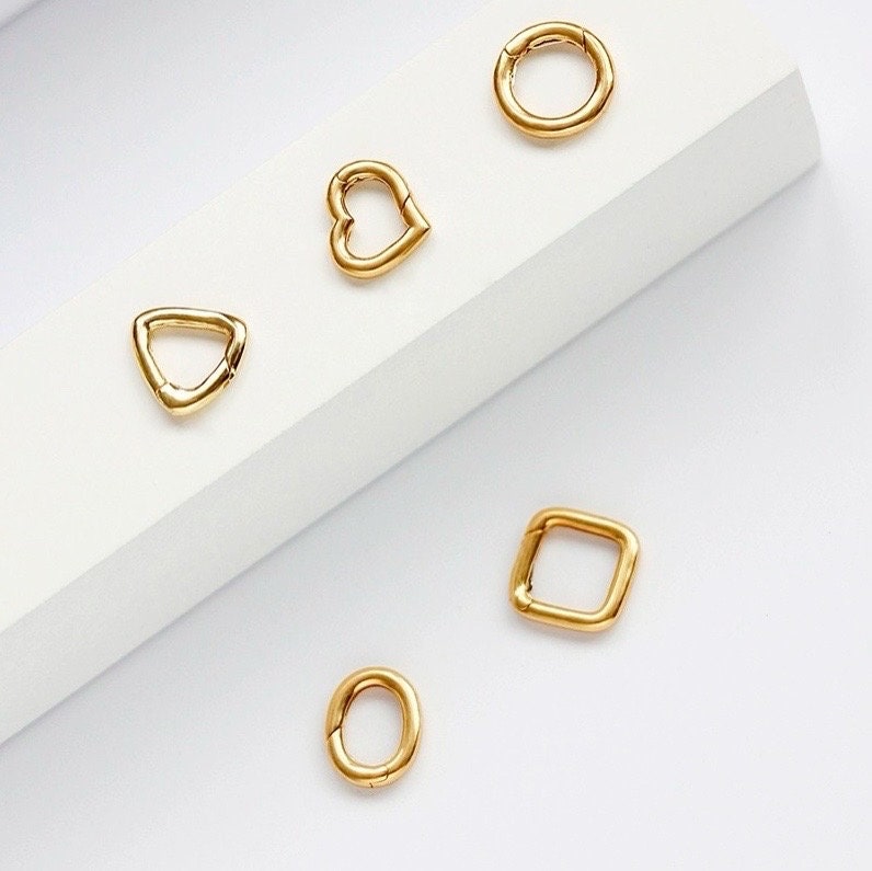 18K Solid Gold Connector Clasp, Charm Push Closure, Necklace Clasp ...