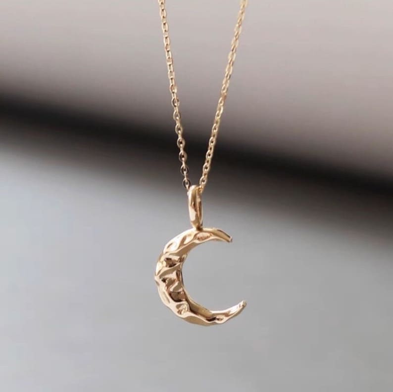14k SOLID GOLD Moon Pendant Moon Design Pendant Solid Gold - Etsy