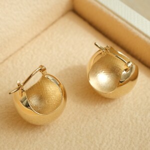 14k SOLID Gold Thick Chubby Huggie Earrings, Big Ball Earrings, Chunky ...