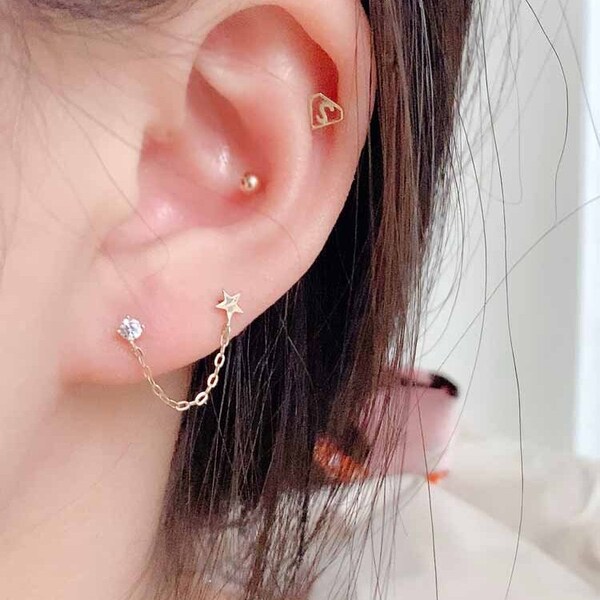 Double Piercing Earring - Etsy