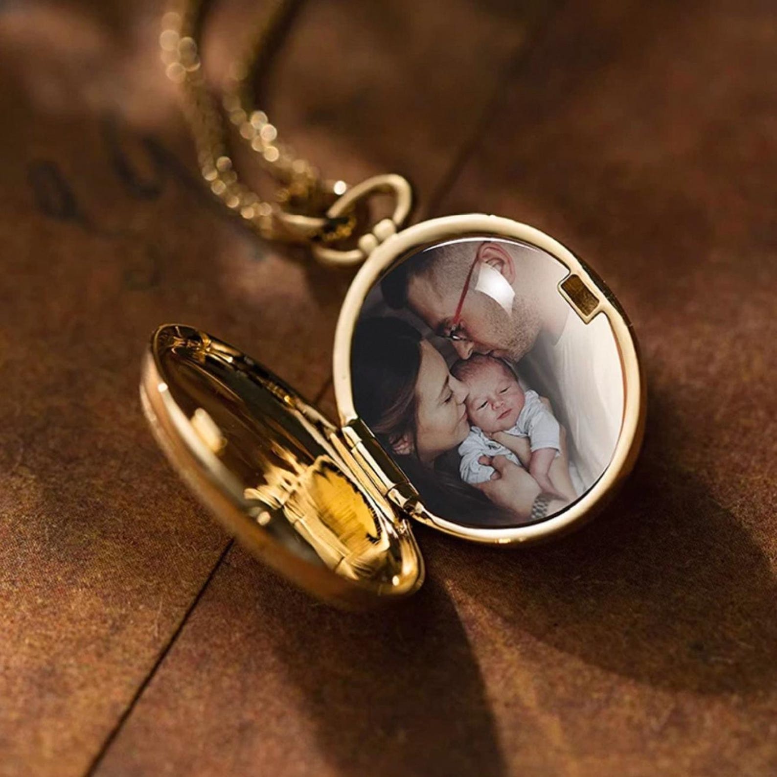 14K Solid Gold Locket, Custom Gold Locket, Gold Locket With Picture ...