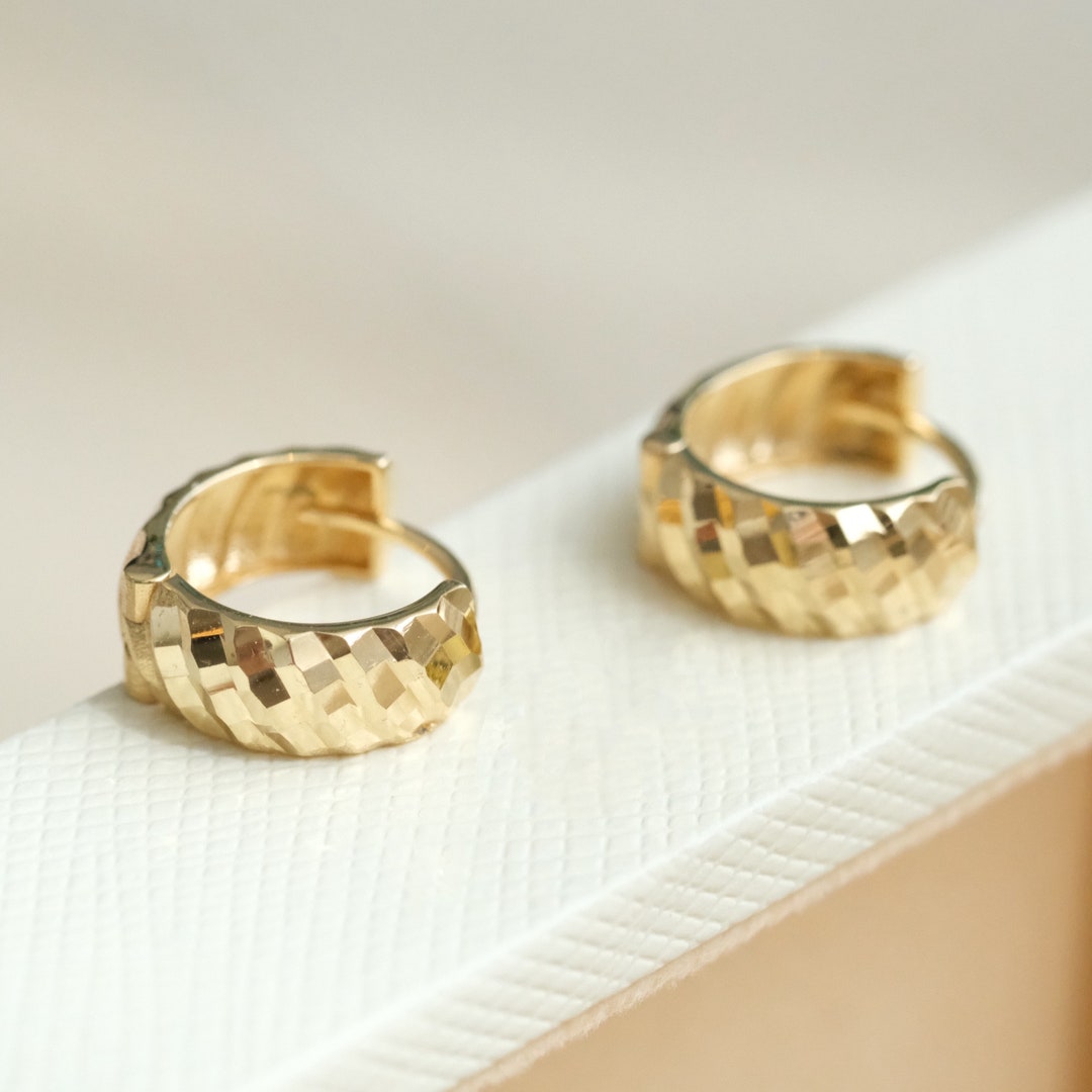 18K Solid Gold Hoop Earrings, Gold Hoop Earring, Solid Gold Hoop ...