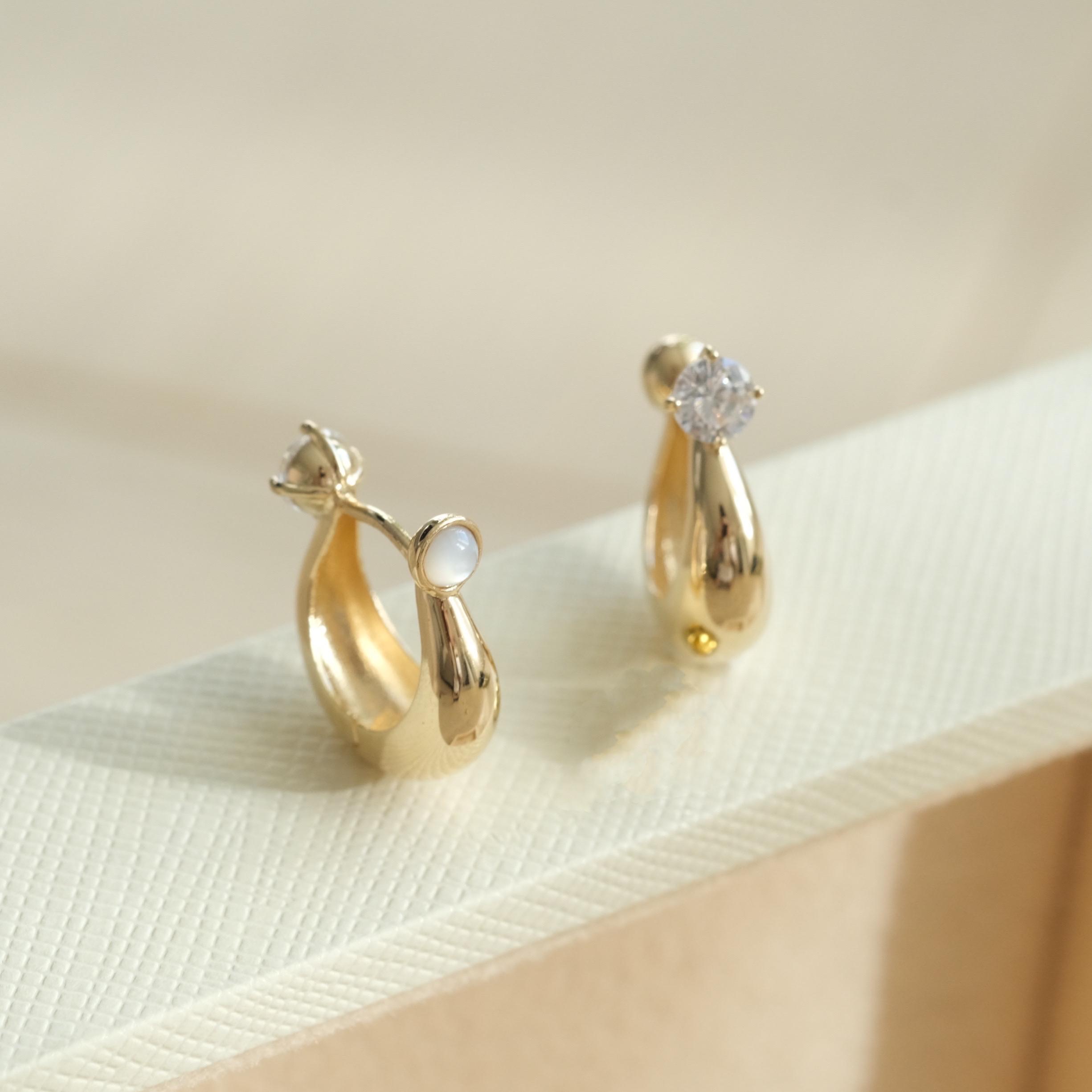 14k Solid Gold Thick Chubby Huggie Earrings, Big Ball Earrings, Chunky ...