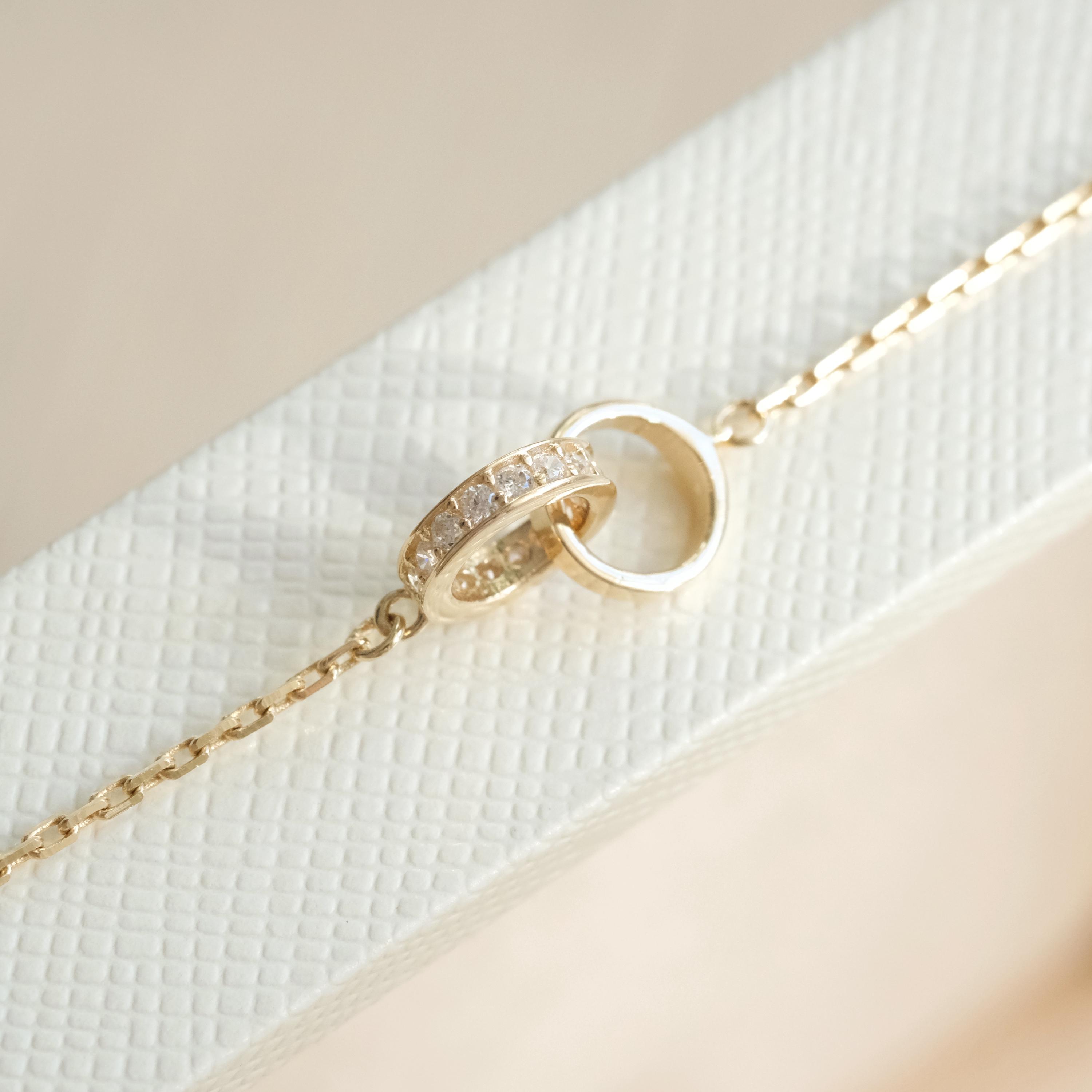 14k Solid Gold Interlock Circles Bracelet, Intertwined Rings Bracelet ...