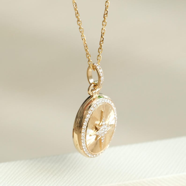 14K Solid Gold Locket, Custom Gold Locket, Gold Locket With Picture ...