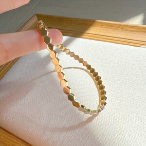 14K/18K SOLID GOLD Honeycomb Bracelet, 18K Solid Gold Bangle, Handmade Bangle Bracelet ...