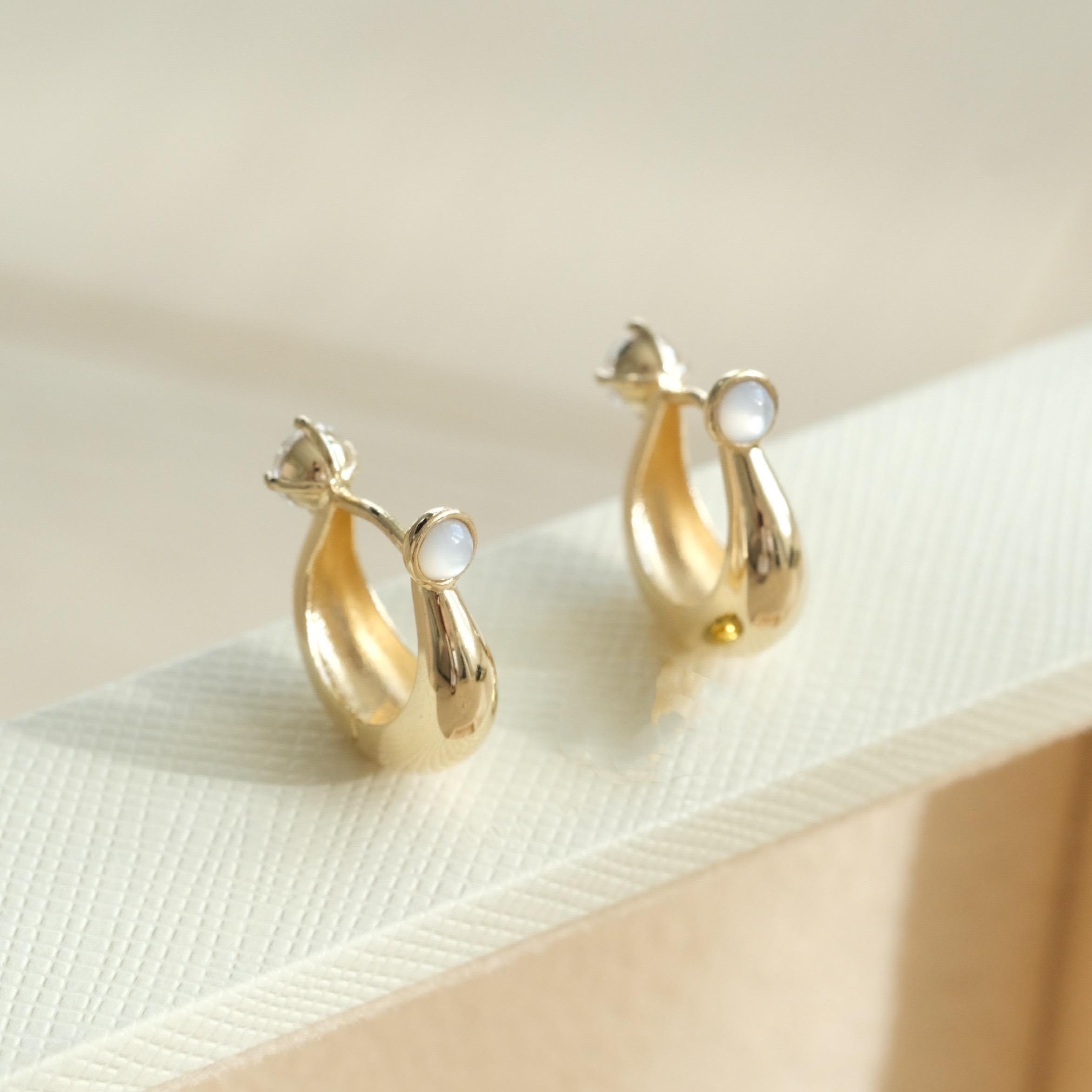 14k Solid Gold Thick Chubby Huggie Earrings, Big Ball Earrings, Chunky ...