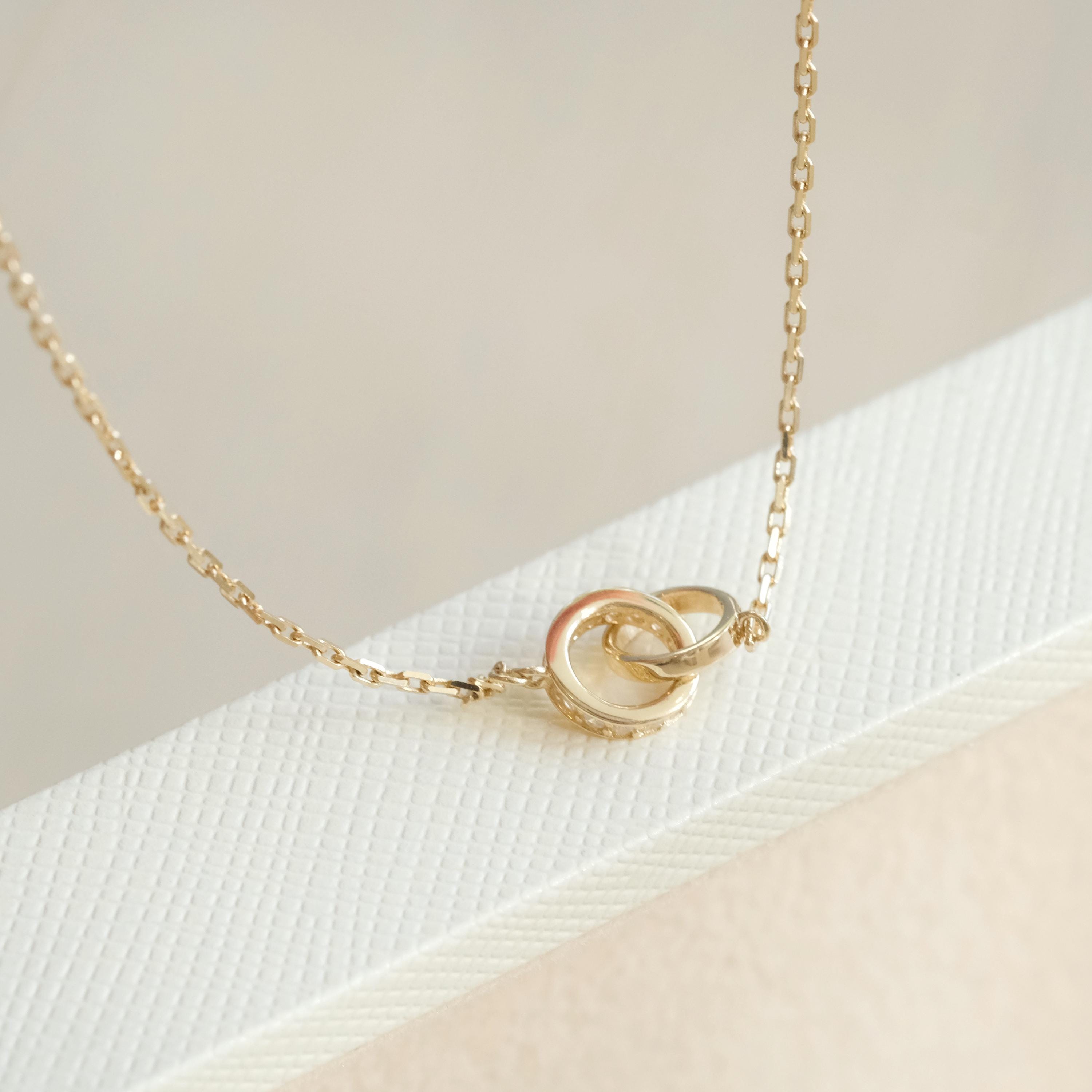 14k Solid Gold Interlock Circles Bracelet, Intertwined Rings Bracelet ...