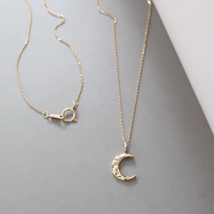 14k SOLID GOLD Moon Pendant Moon Design Pendant Solid Gold - Etsy