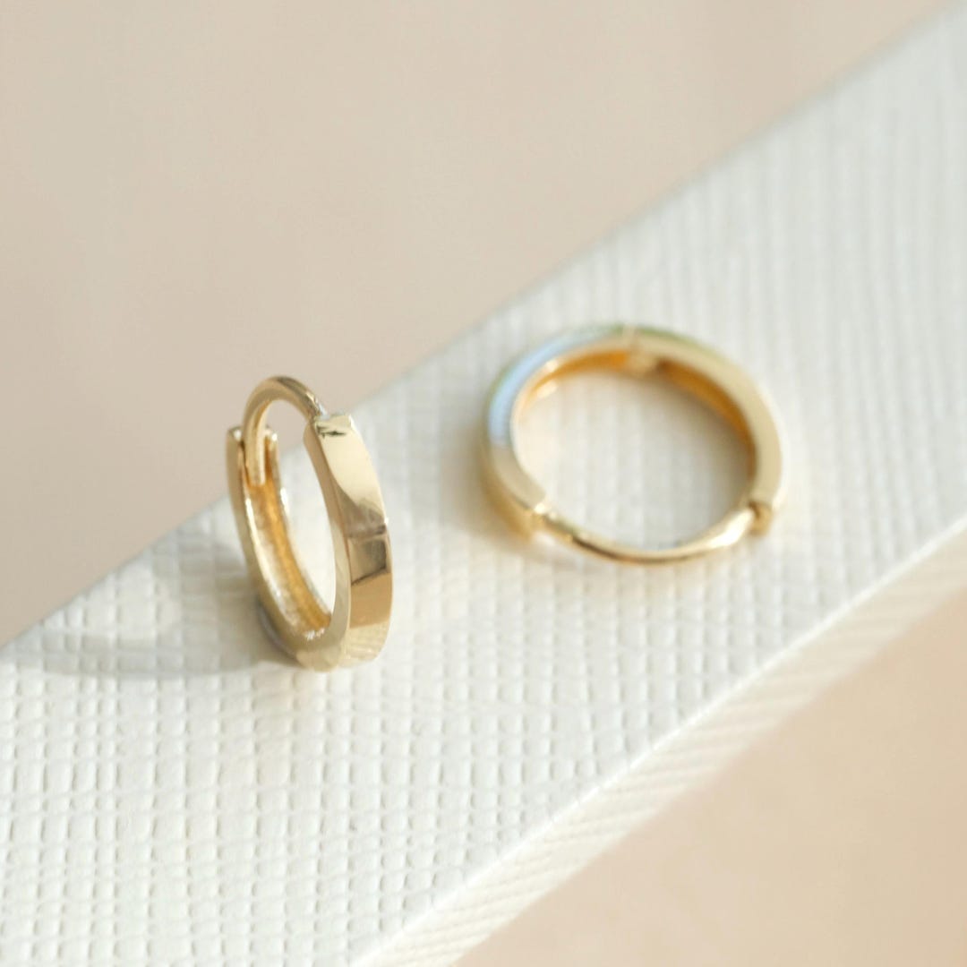 14K/18K Solid Gold Plain Hoop Earring, Gold Hoop Earring, Small Plain ...