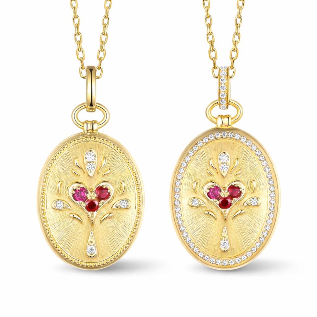 14K Solid Gold Locket, Custom Gold Locket, Gold Locket With Picture ...