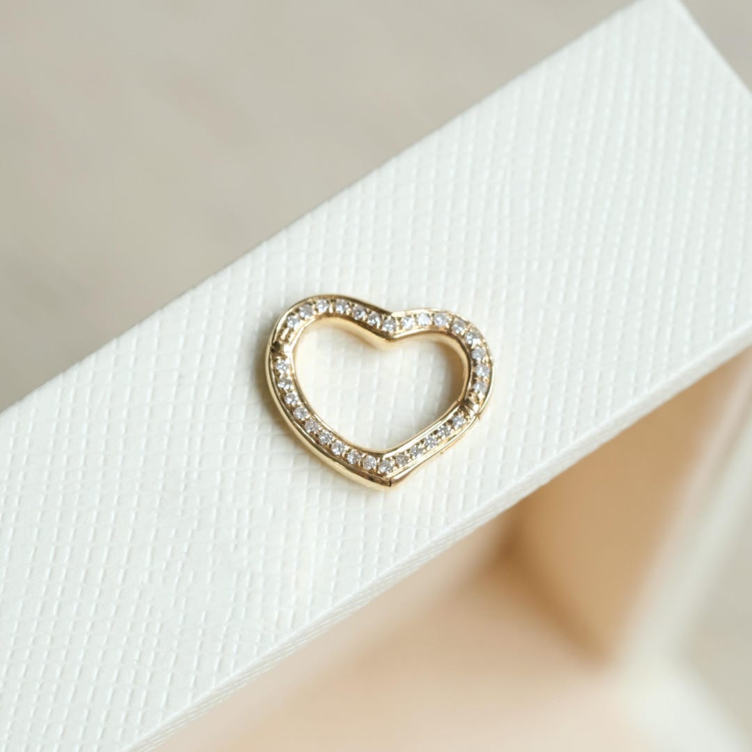 18K Solid Gold Heart Diamond Connector Clasp, Openable Lock Extender ...