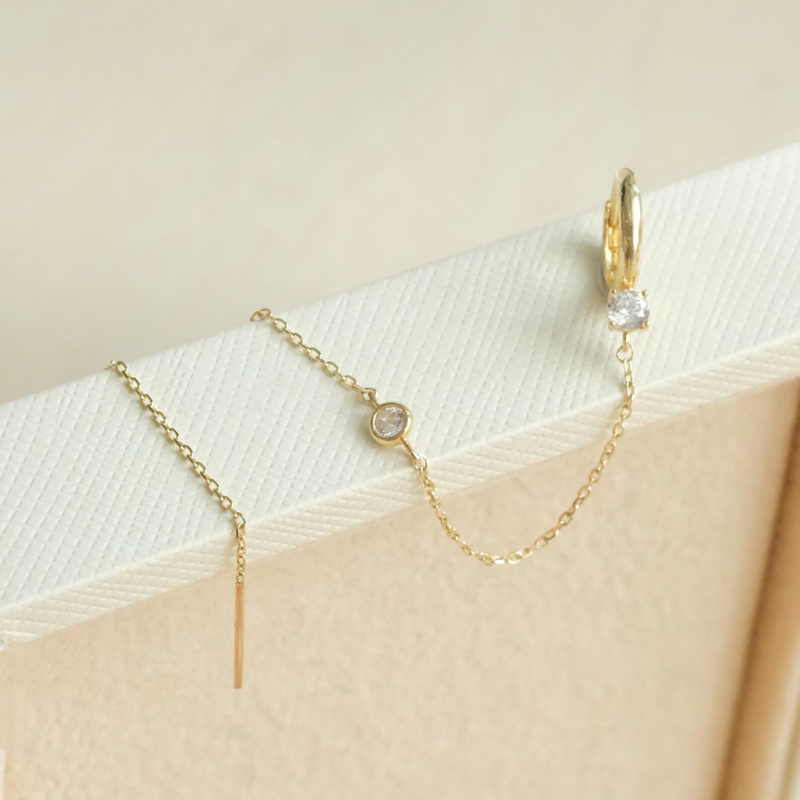 10K Solid Gold Double Piercing Earring, Solid Gold Star Earring, Gold ...