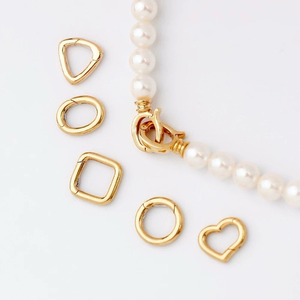 18K Solid Gold Connector Clasp, Charm Push Closure, Necklace Clasp ...