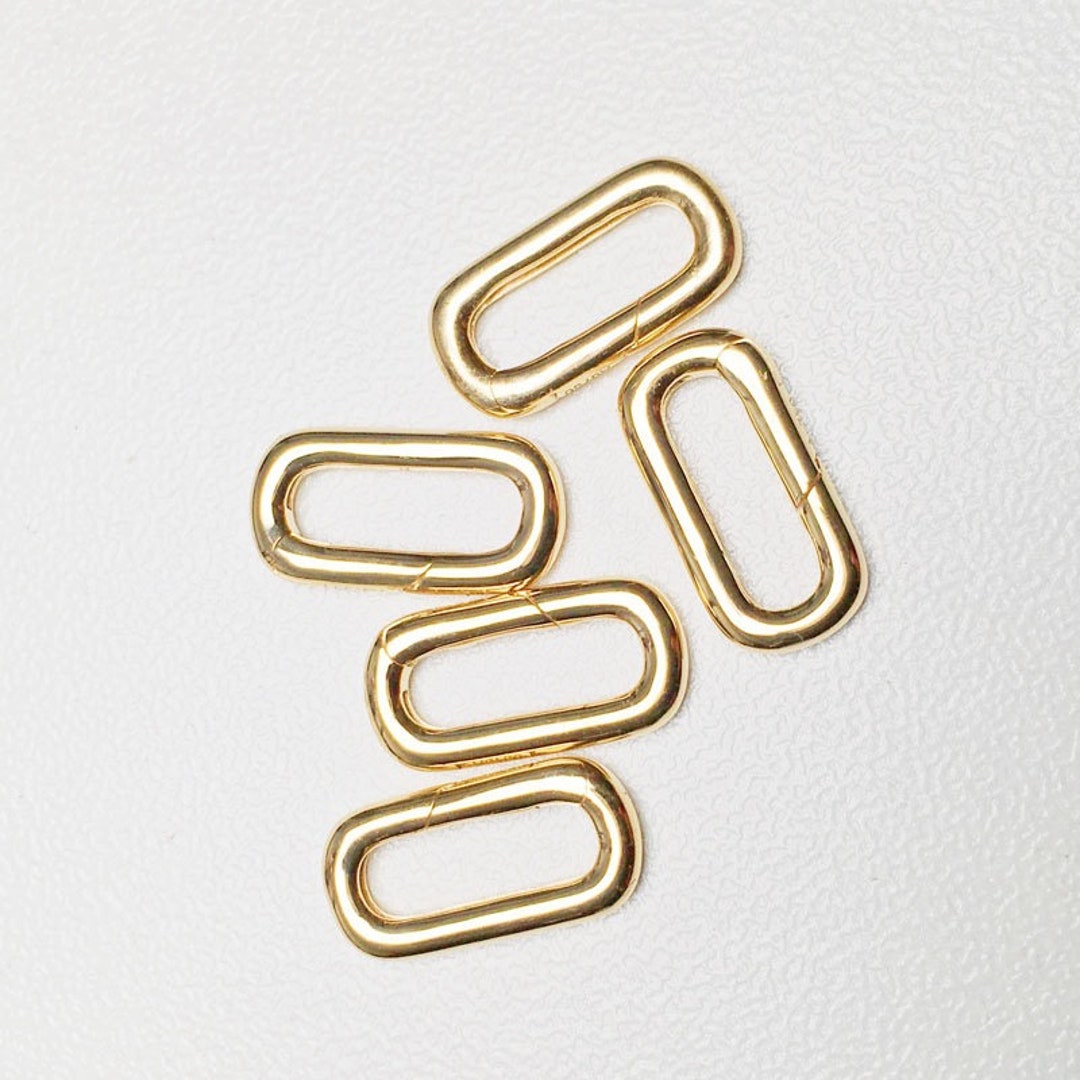 Large 18K Solid Gold Connector Clasp Charm Push - Etsy