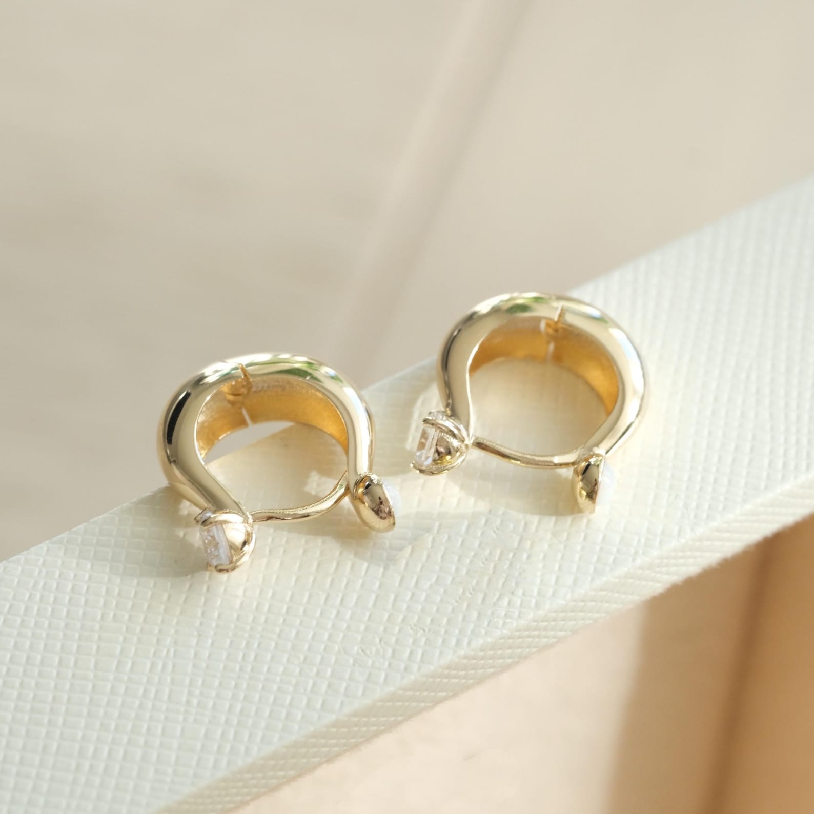 14k Solid Gold Thick Chubby Huggie Earrings, Big Ball Earrings, Chunky ...