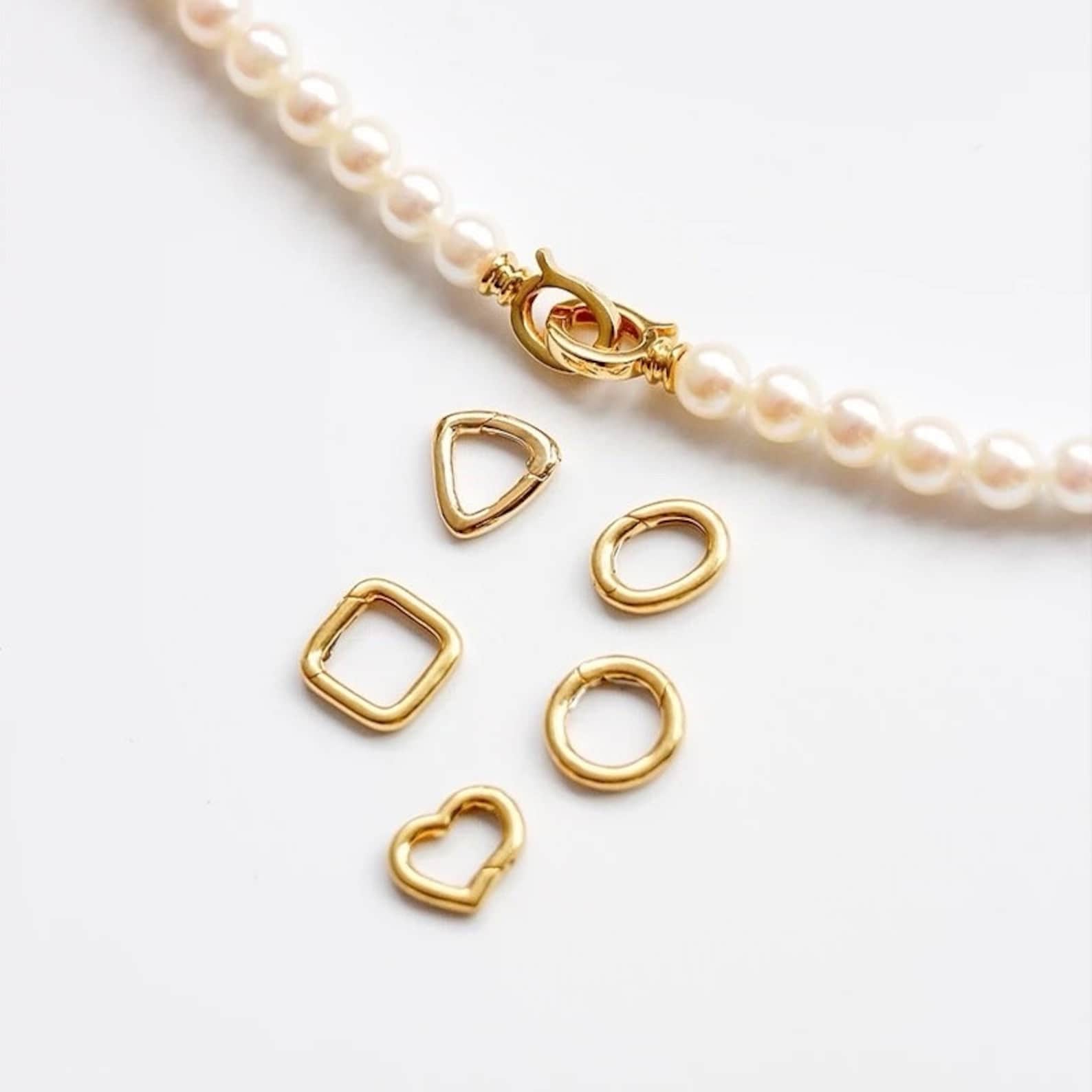 18K Solid Gold Connector Clasp, Charm Push Closure, Necklace Clasp ...