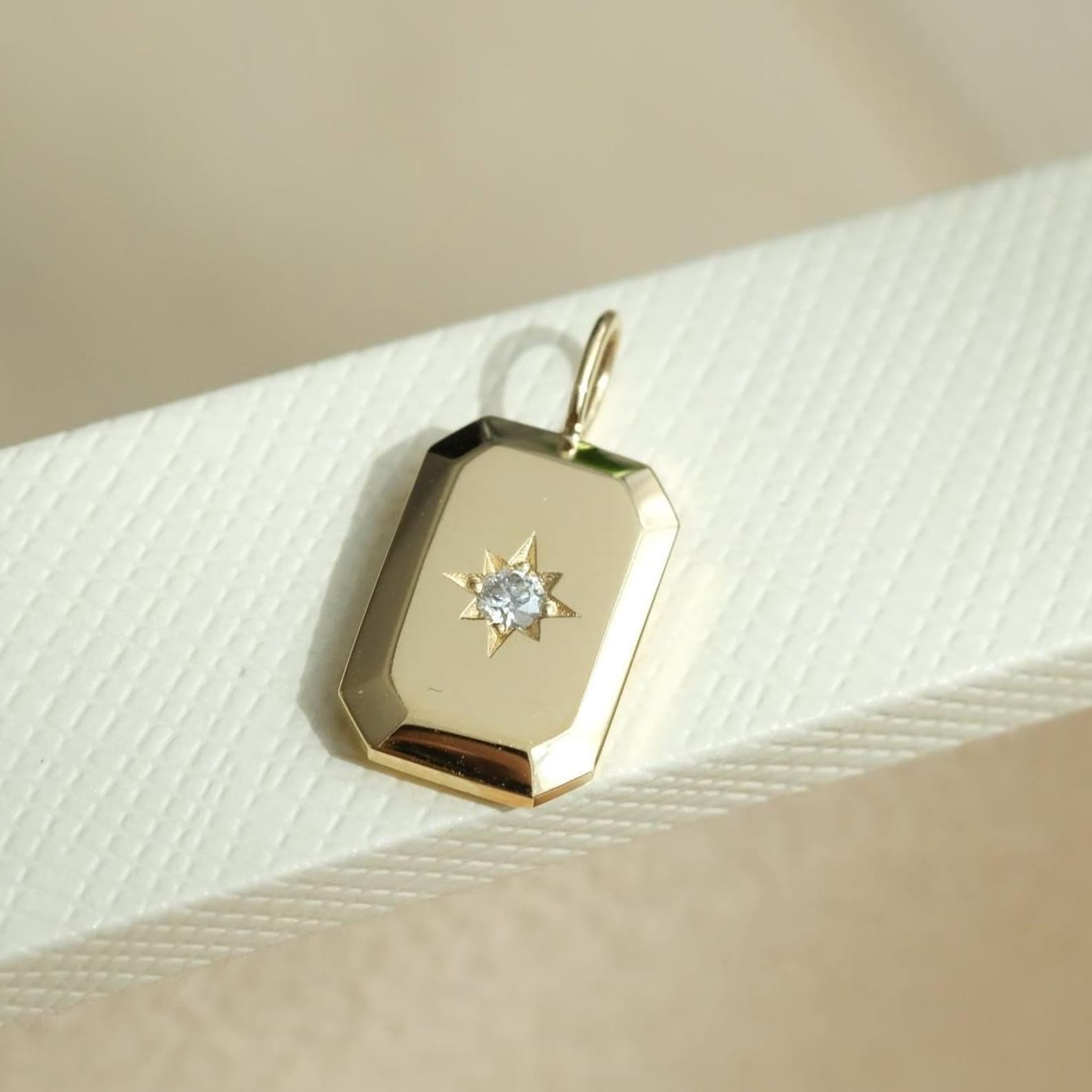 14k Solid Gold Rectangle Pendant, Teardrop Pendant, Rectangular Pendant ...