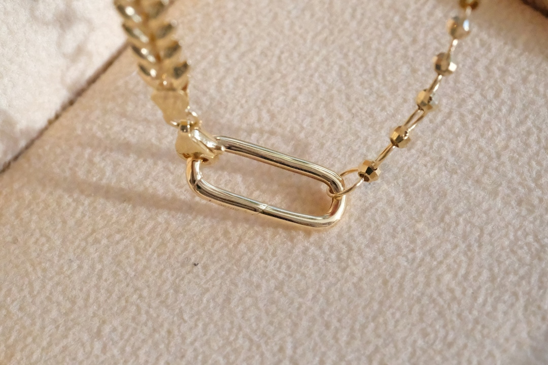 Large 18K Solid Gold Connector Clasp, Charm Push Closure,necklace Clasp ...