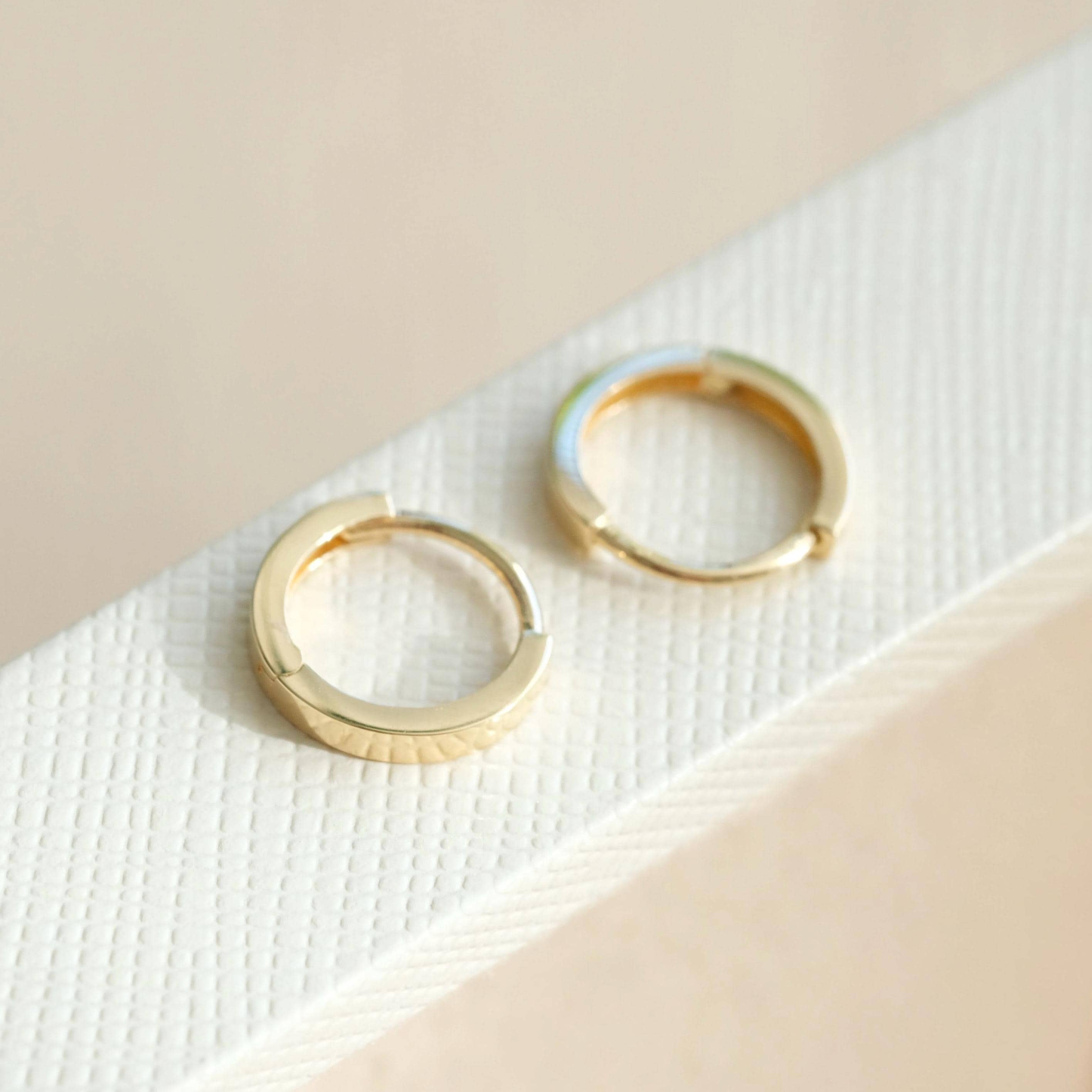 14K Solid Gold Plain Hoop Earring, Gold Hoop Earring, Small Plain ...
