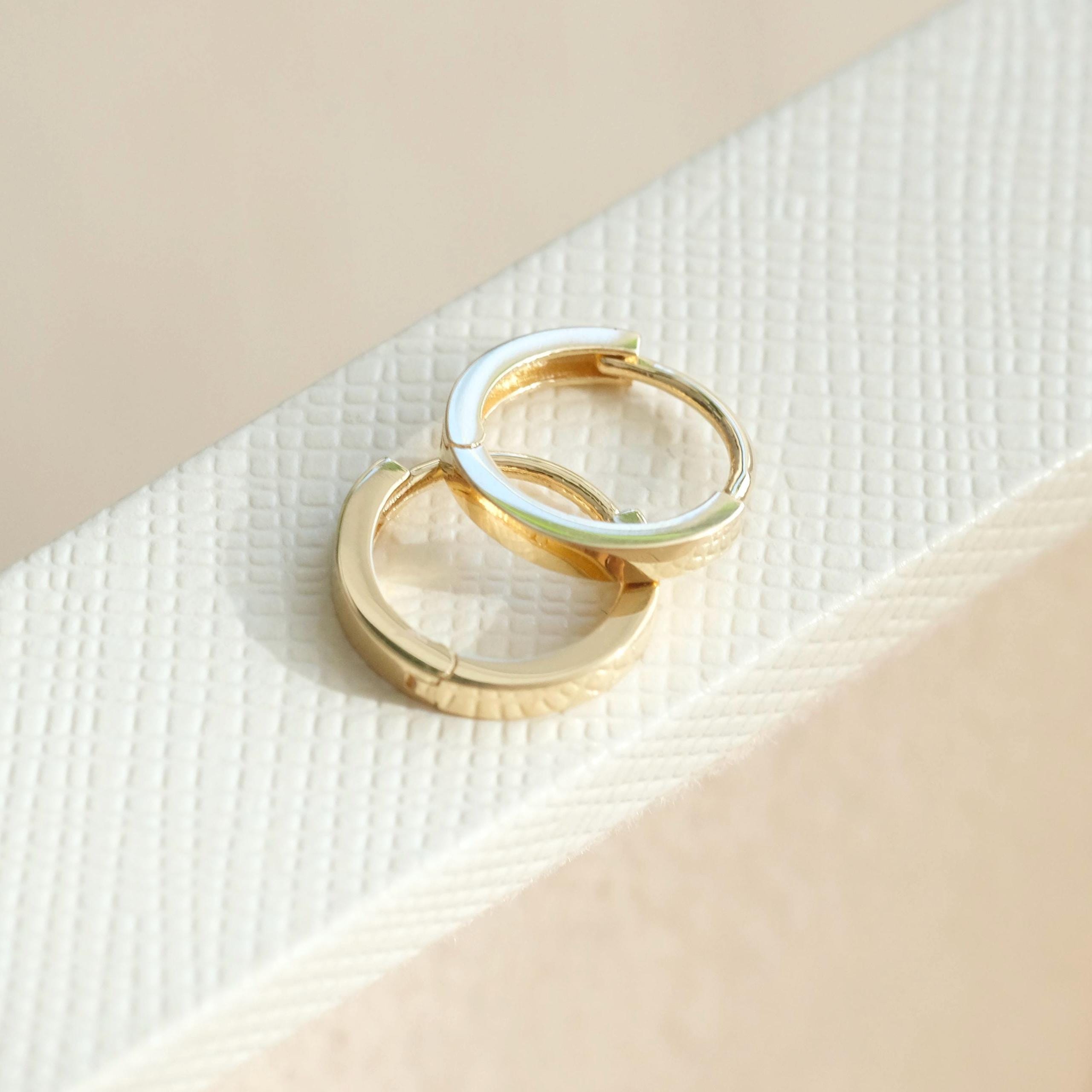 14K Solid Gold Plain Hoop Earring, Gold Hoop Earring, Small Plain ...