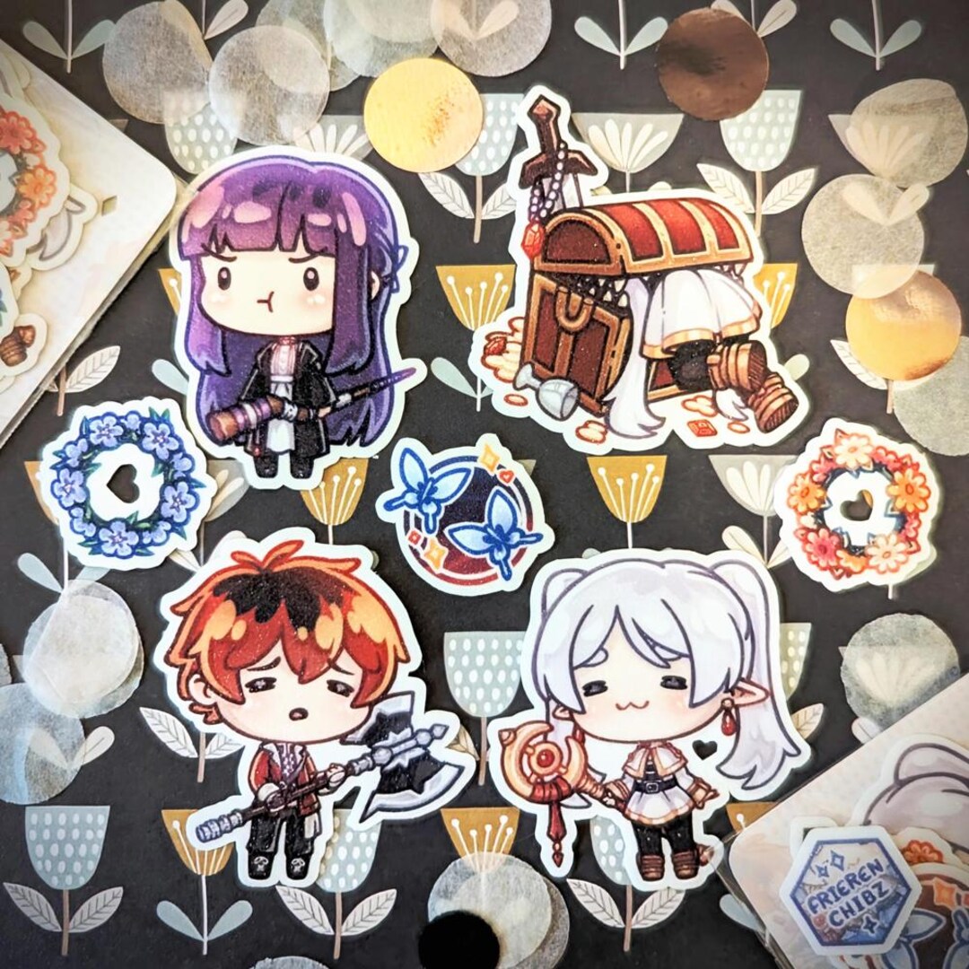 Frieren's Party | Vinyl Artist Sticker Set | Glittery/holographic ...