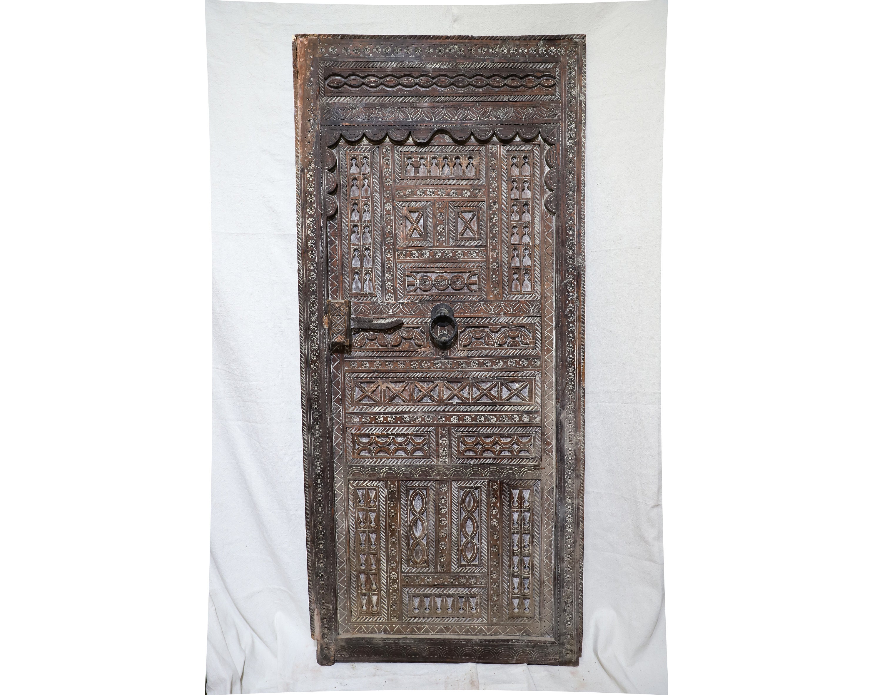 Moroccan Door, Brown Handmade Berber Door, Wooden Vintage Door, Unique ...