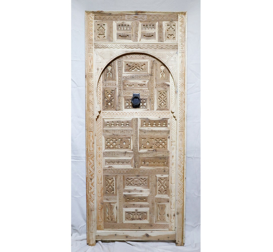 Moroccan Door, Brown Handmade Berber Door, Wooden Vintage Door, Unique ...