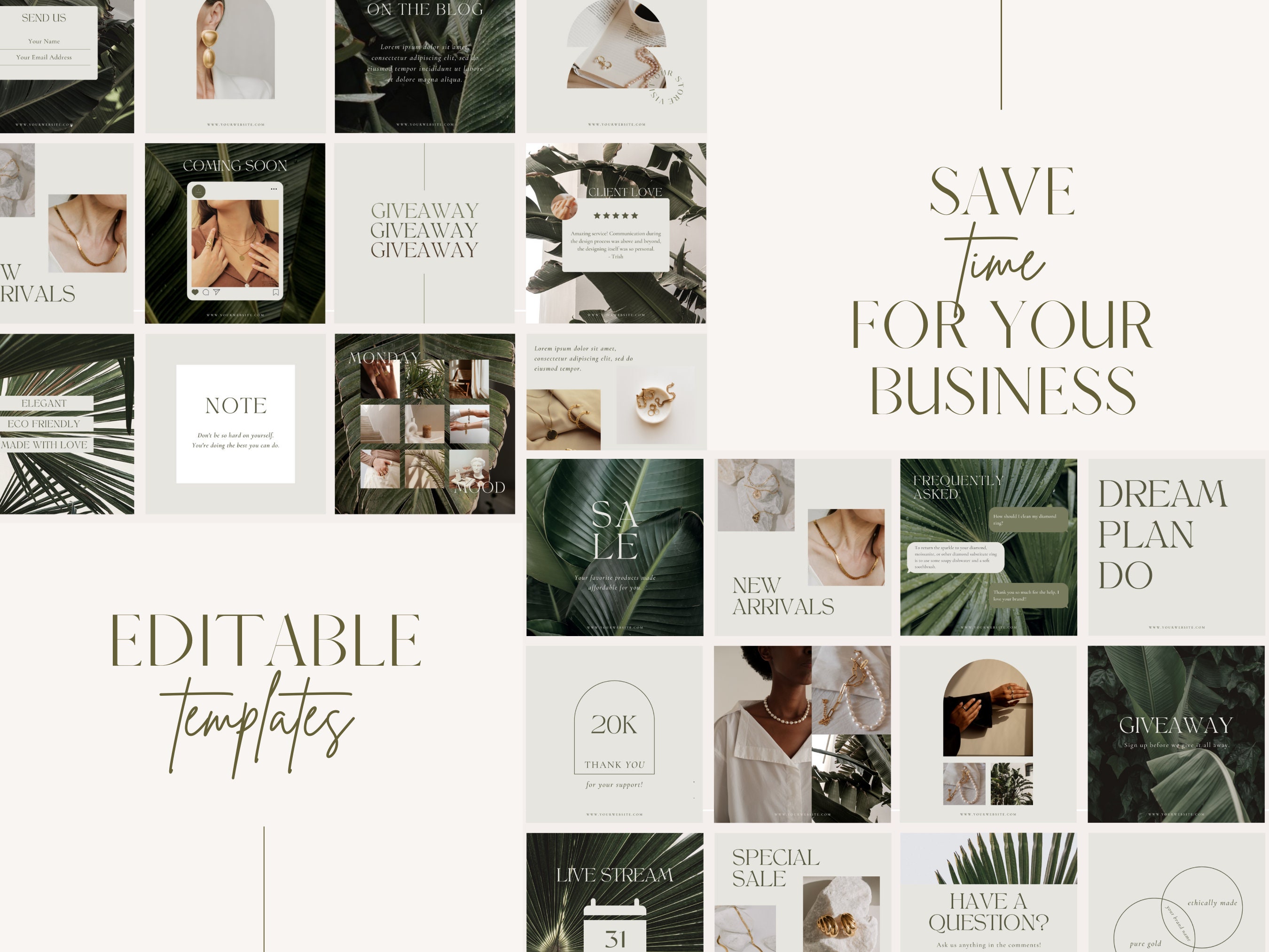 80 Tropical Instagram Template for Canva, Social Media Templates, Post ...