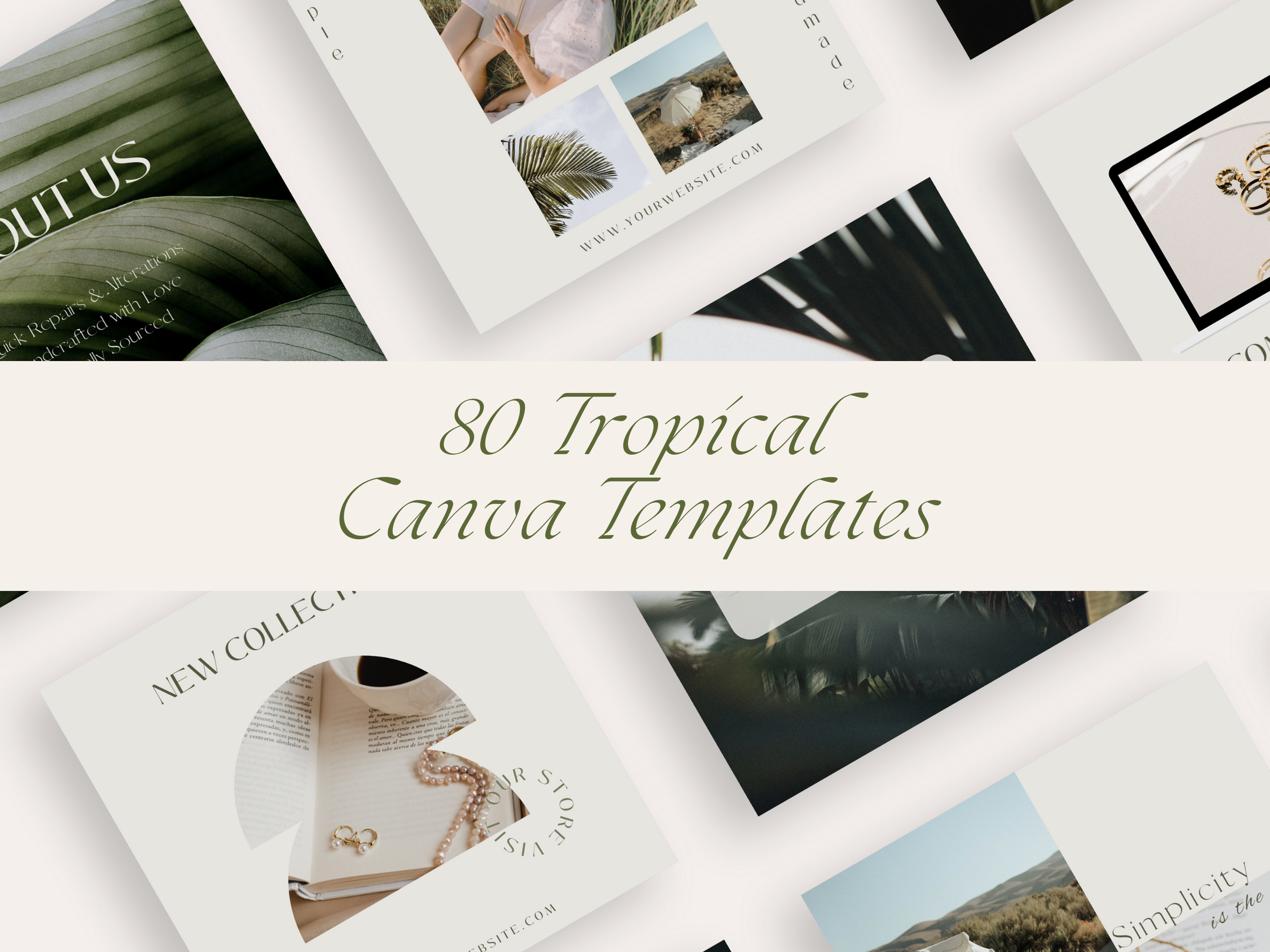80 Tropical Instagram Template for Canva, Social Media Templates, Post ...