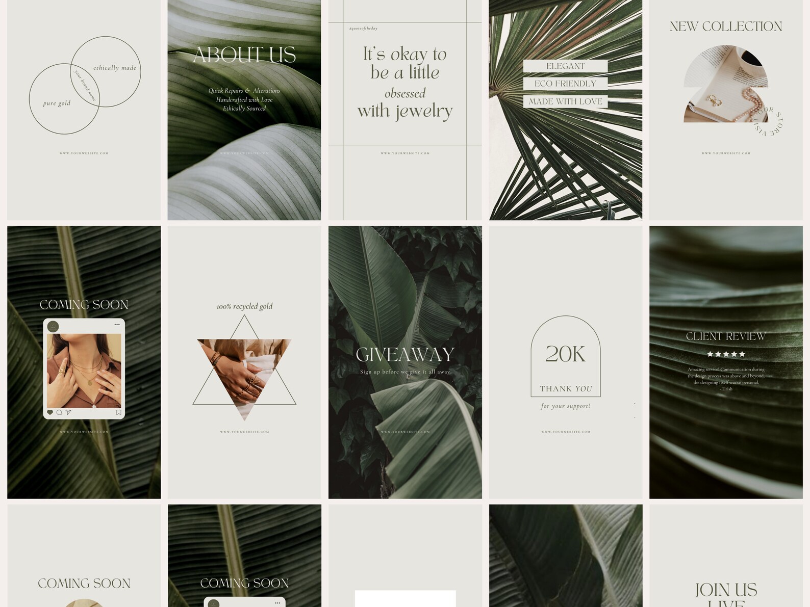 80 Tropical Instagram Template for Canva, Social Media Templates, Post ...