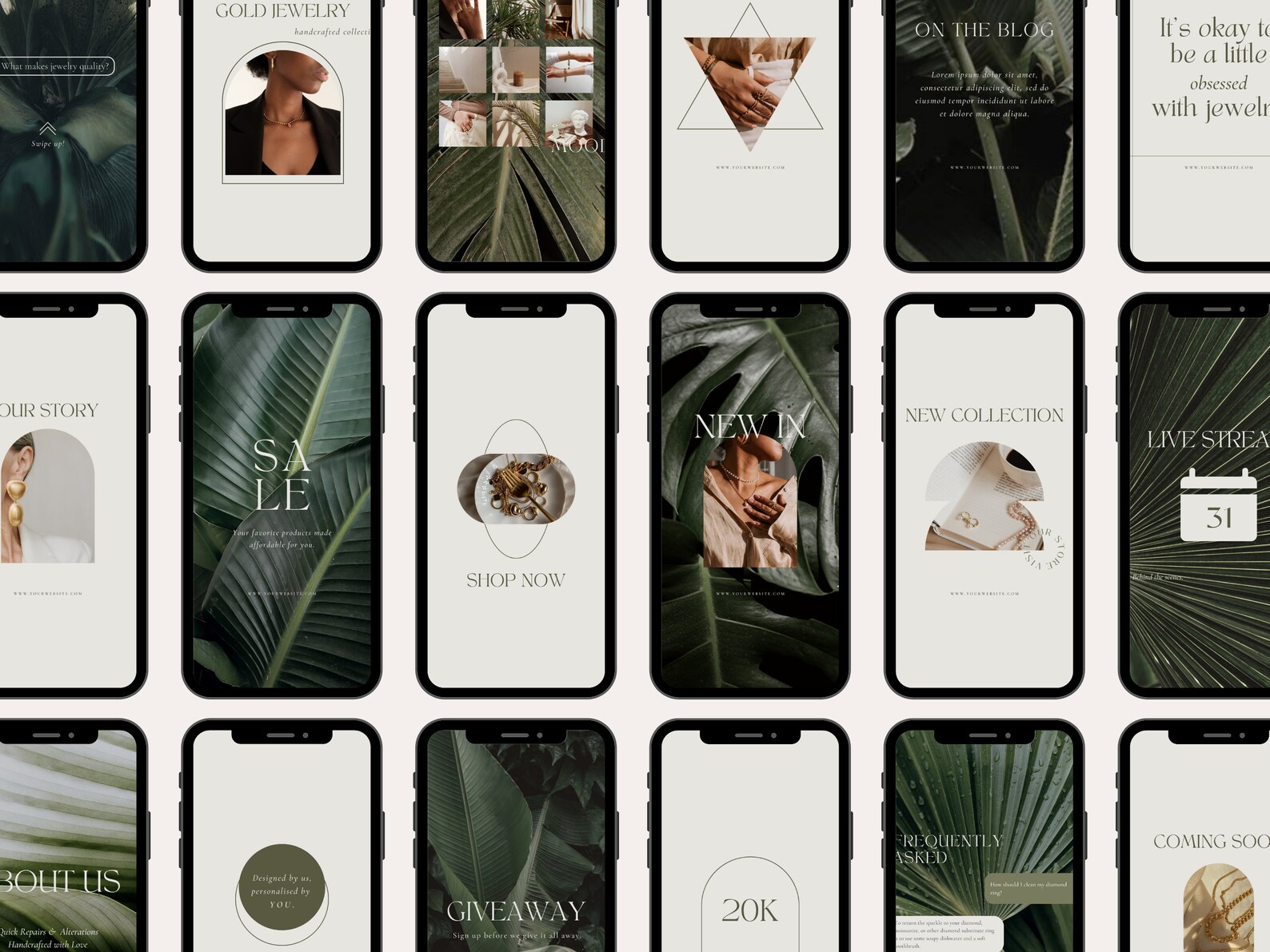 80 Tropical Instagram Template for Canva, Social Media Templates, Post ...