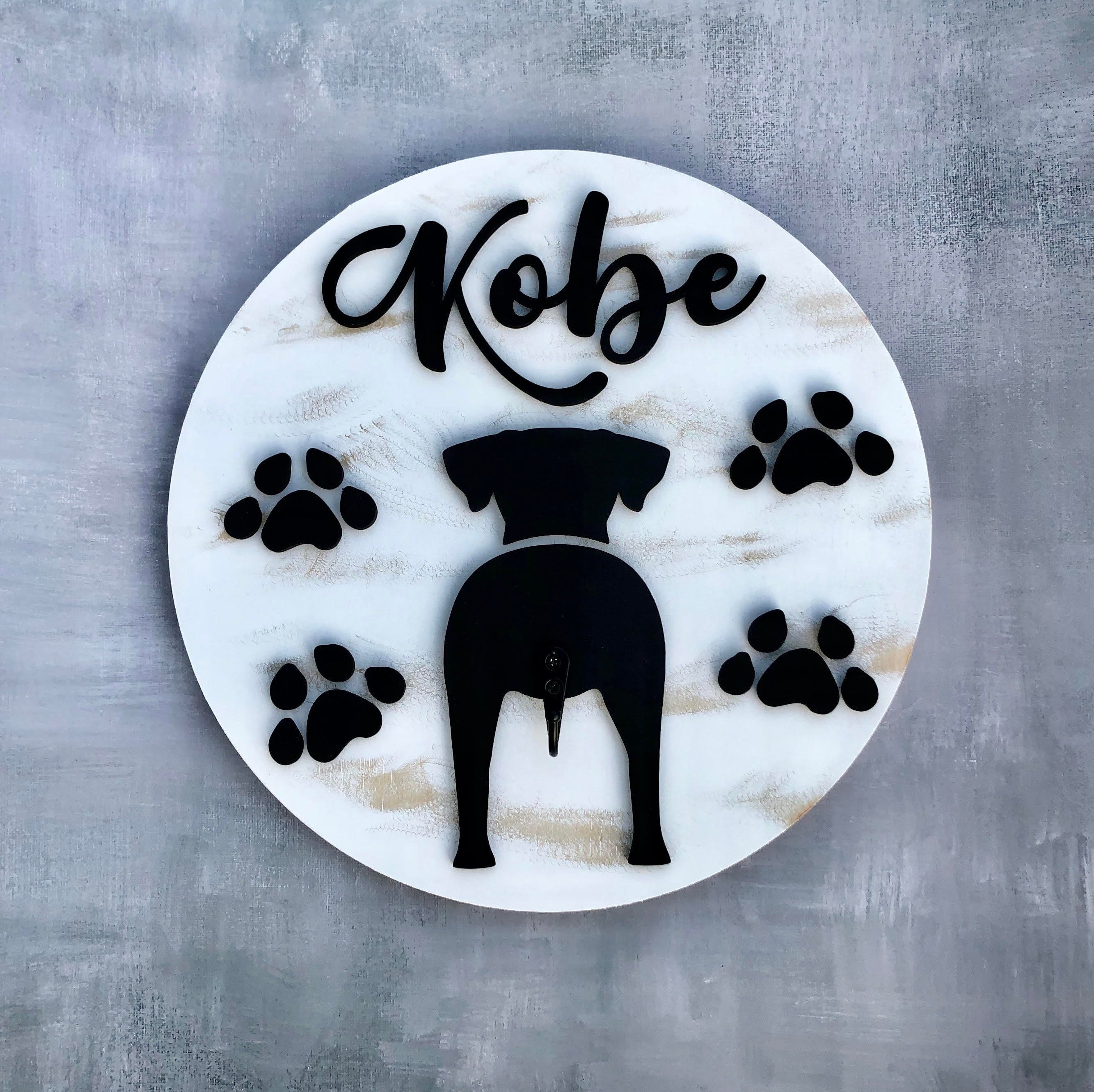 12" Round Dog Leash Holder Sign With Name, House Decor, Gift, Dog ...