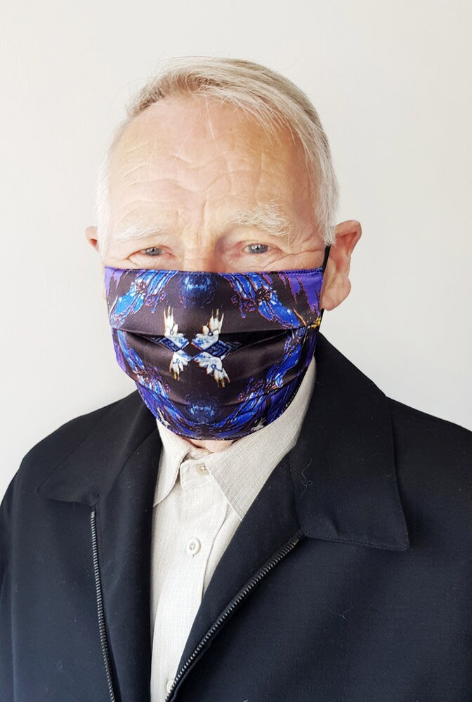 Madeline Blue Silk Face Mask - Etsy