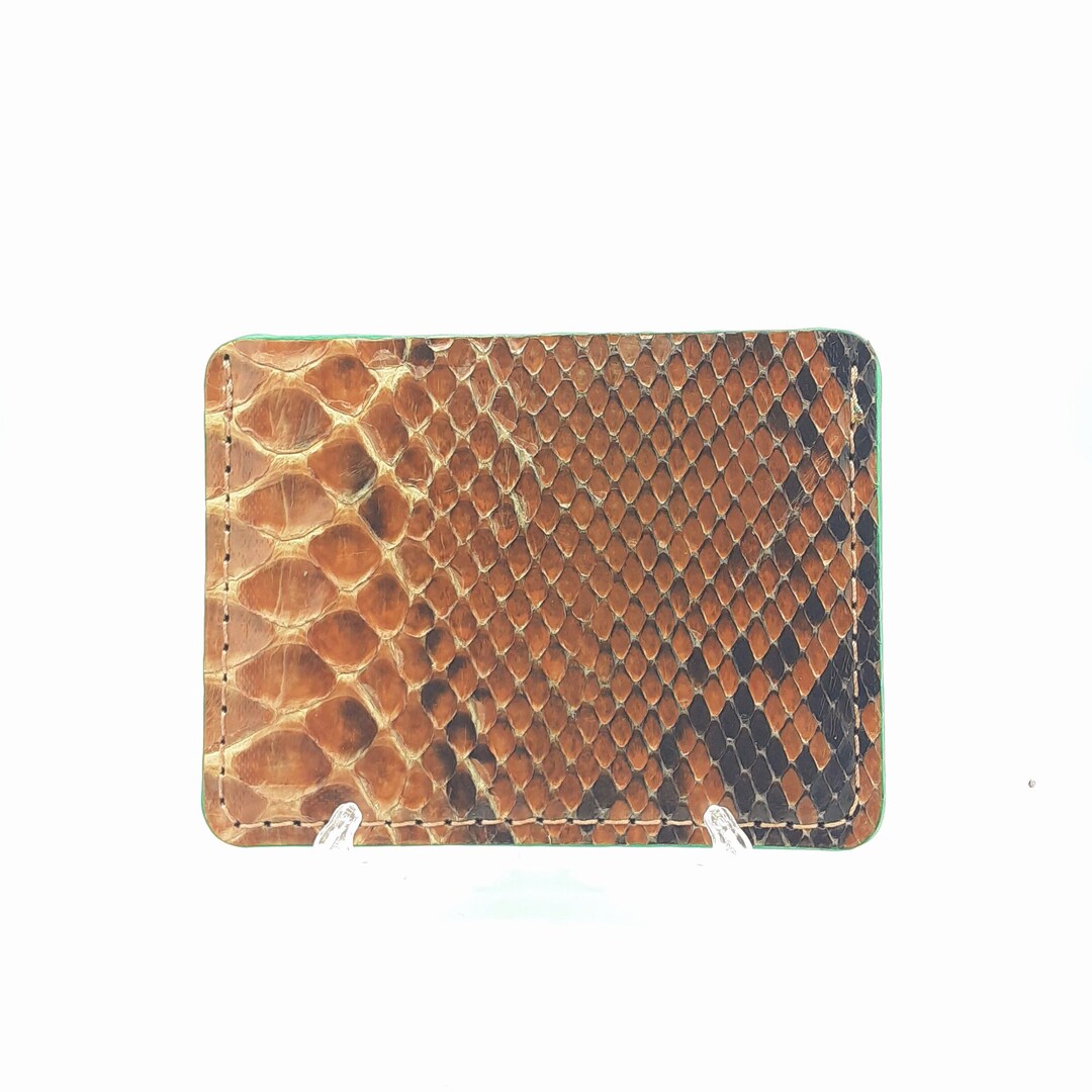 Genuine Exotic Python Snakeskin Leather Card Holder Bifold Billfold ...