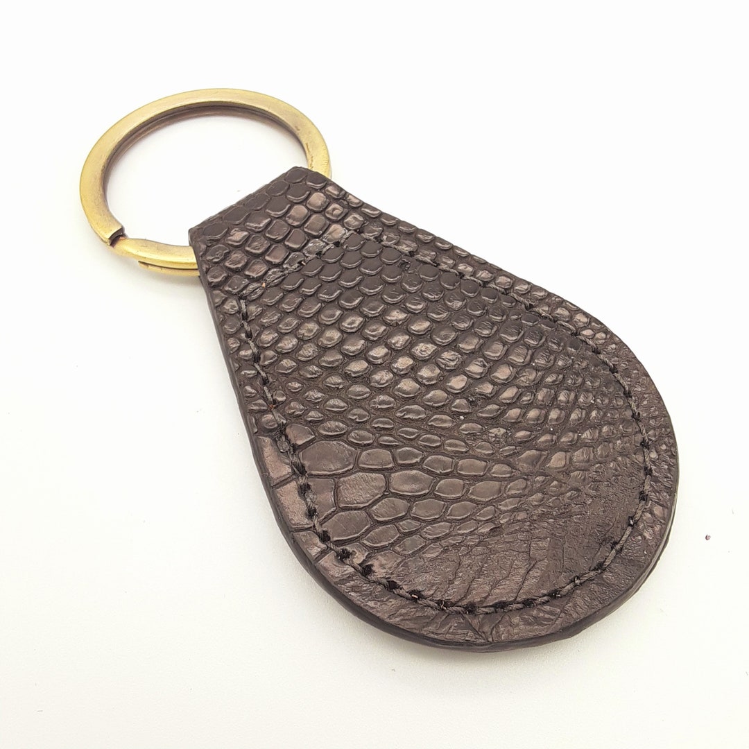 Black Teju Lizard Brass Keyring, Handmade Exotic Leather Keychain ...